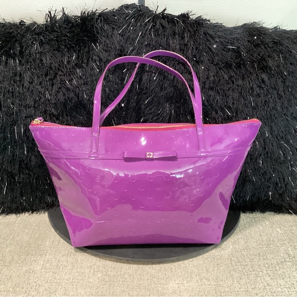 kate spade | Bags | Kate Spade Purple Patent Leather Tote With Bow ...